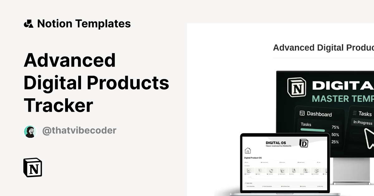 Advanced Digital Products Tracker Template | Notion Marketplace