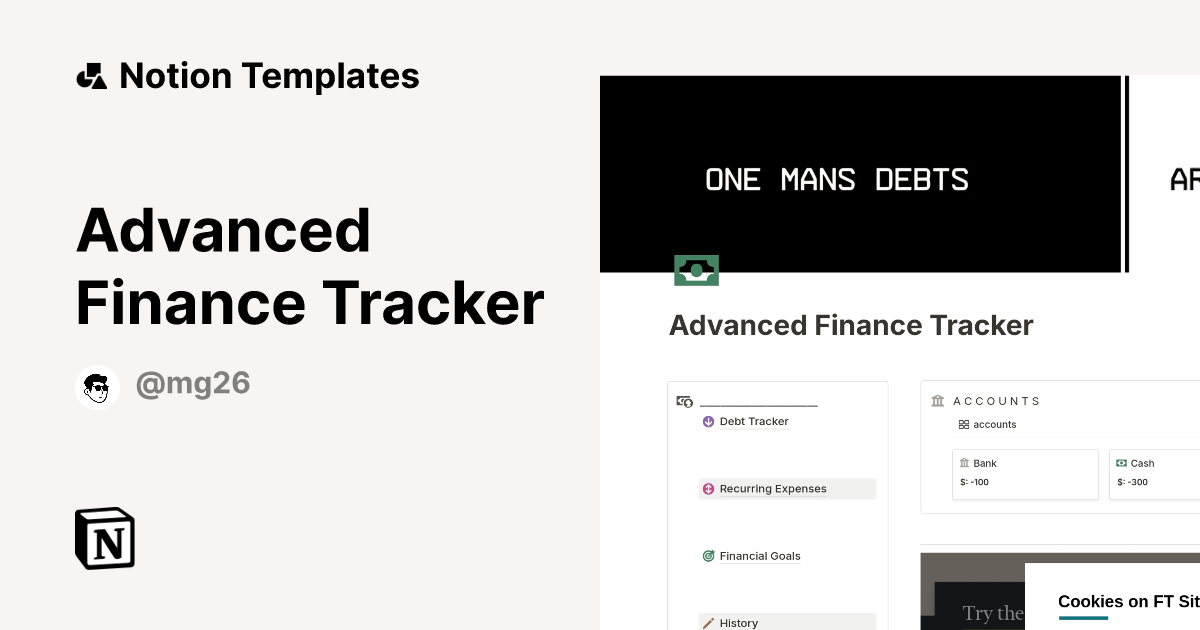 Advanced Finance Tracker Template by TheNotionGuy | Notion Marketplace