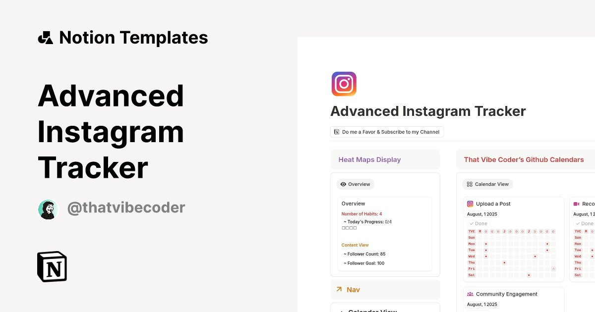 Advanced Instagram Tracker Template | Notion Marketplace