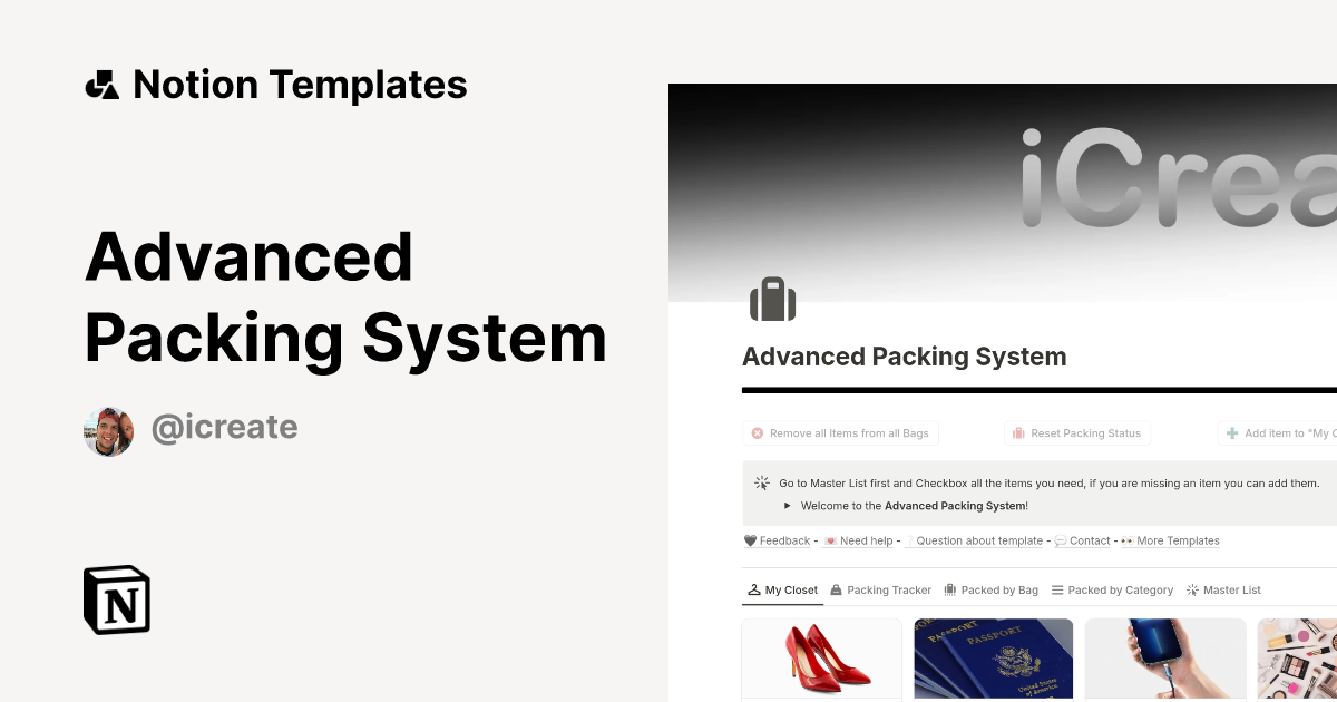 Advanced Packing System Template | Notion Marketplace