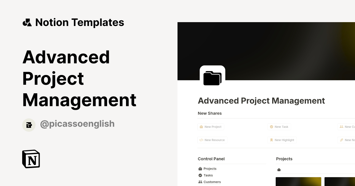 Advanced Project Management Template By Picasso Notion Marketplace