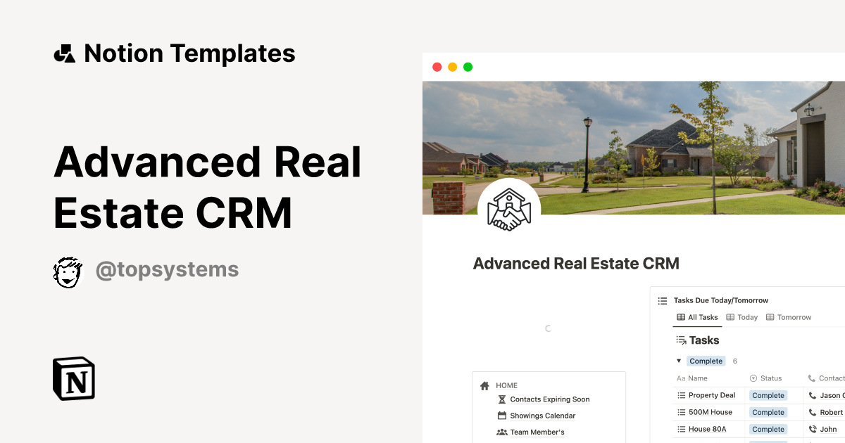 Advanced Real Estate CRM Template | Notion Marketplace