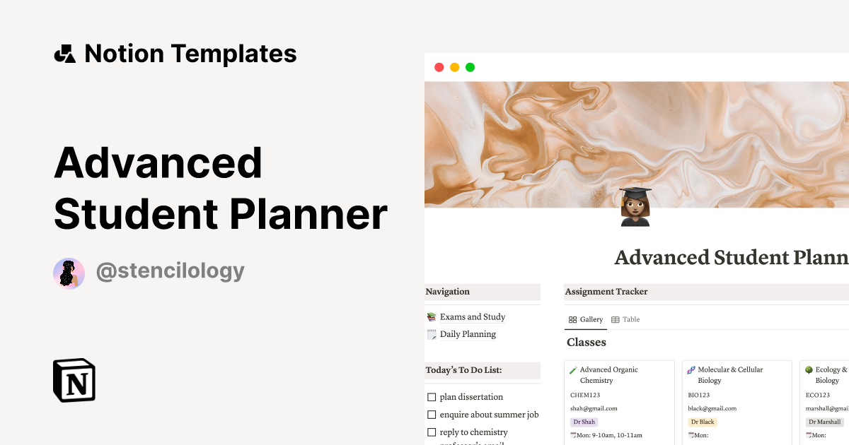Advanced Student Planner Template | Notion Marketplace