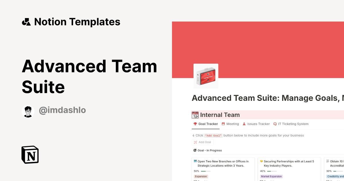 Advanced Team Suite Template by Dashlo | Notion Marketplace