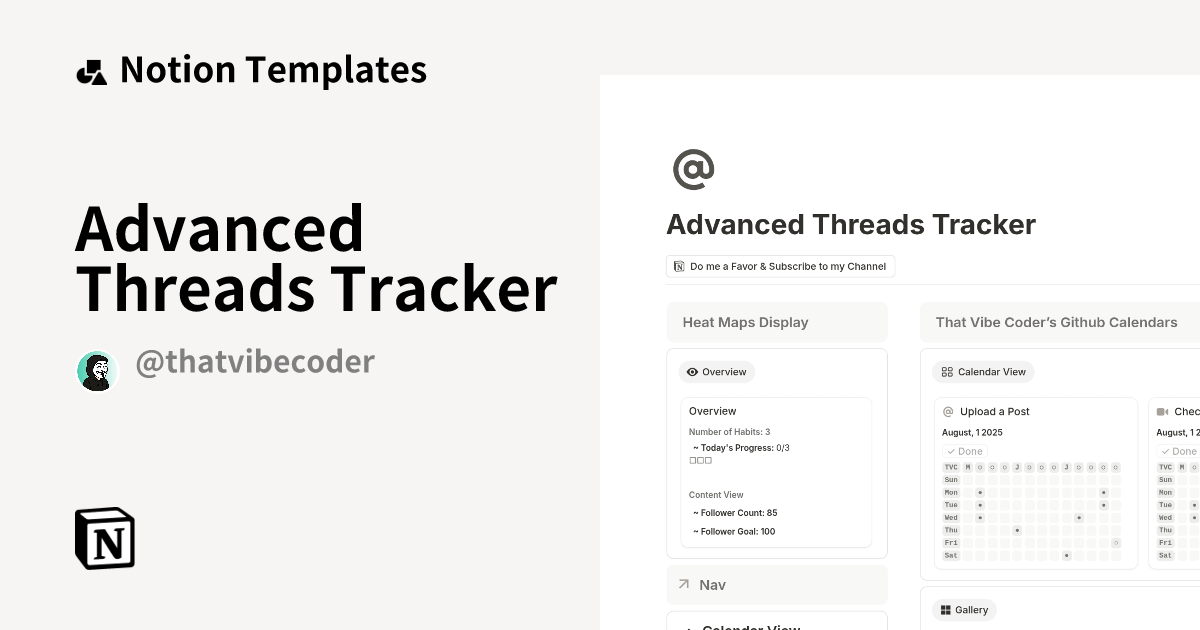 Advanced Threads Tracker Template by That Vibe Coder | Notion Marketplace