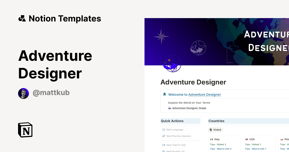 Adventure Designer Template | Notion Marketplace