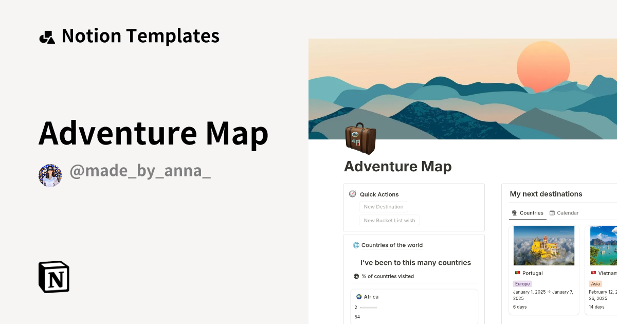 Adventure Map Template by Anna | Notion Marketplace