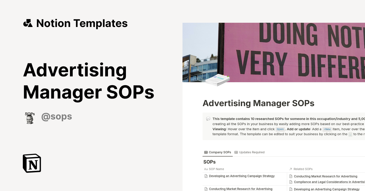 Advertising Manager SOPs Template | Notion Marketplace