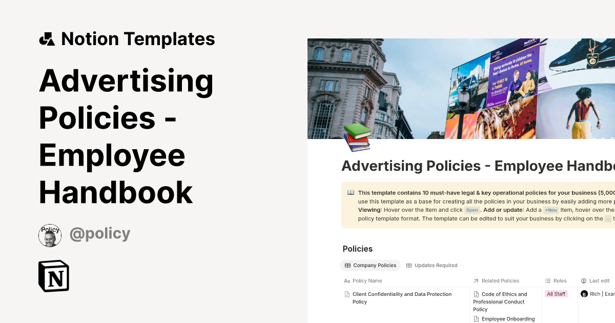 Advertising Policies - Employee Handbook Template | Notion Marketplace