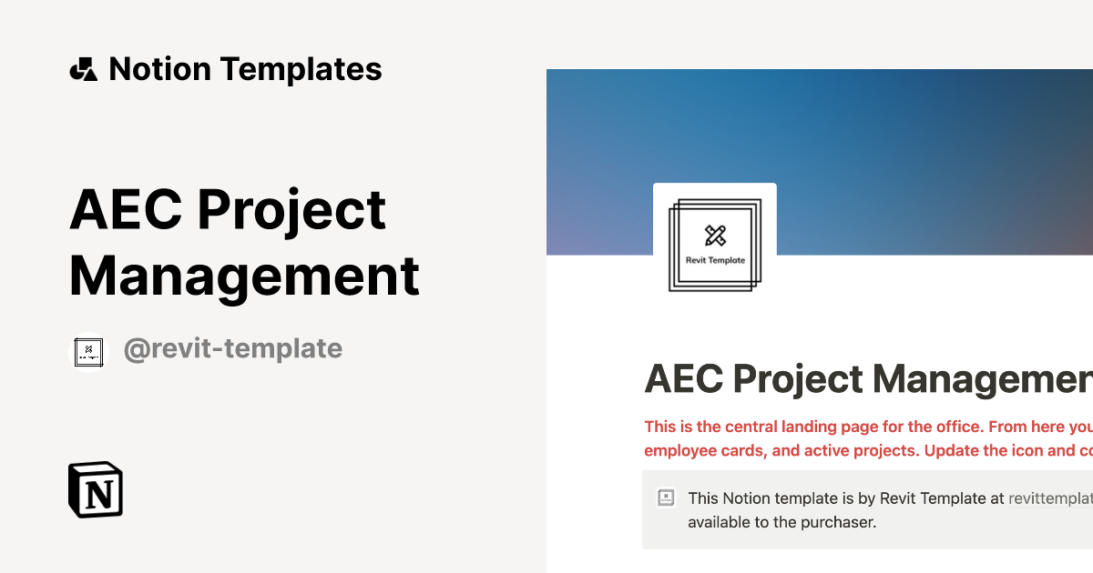 AEC Project Management Template by Revit Template | Notion Marketplace