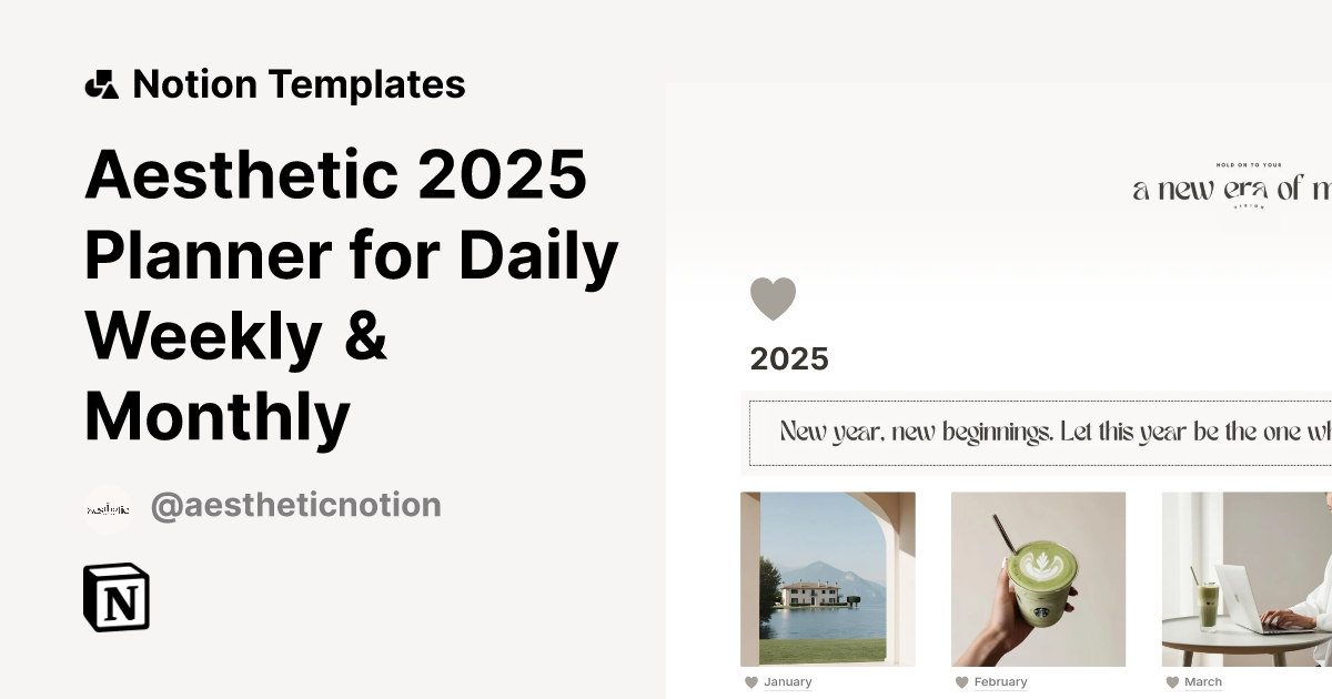 Aesthetic 2025 Planner for Daily Weekly & Monthly Template by My Aesthetic Notion | Notion ...