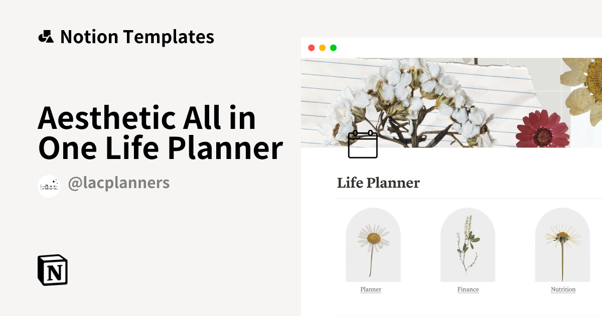 Aesthetic All in One Life Planner Template | Notion Marketplace