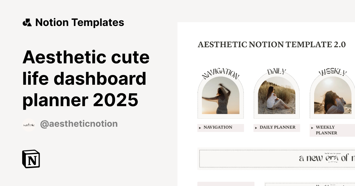 Aesthetic cute life dashboard planner 2025 Template by My Aesthetic Notion | Notion Marketplace
