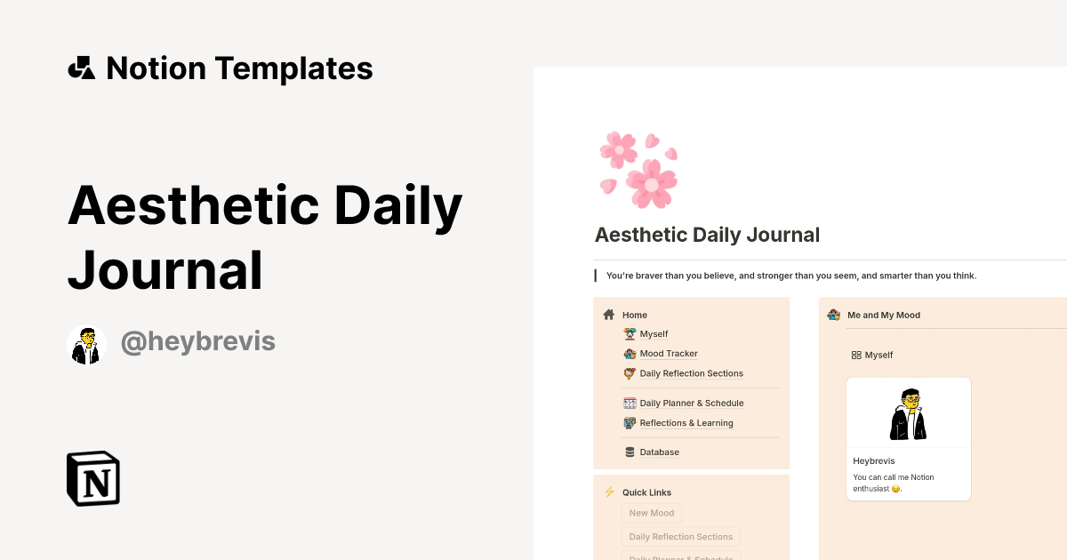 Aesthetic Daily Journal Template by heybrevis | Notion Marketplace