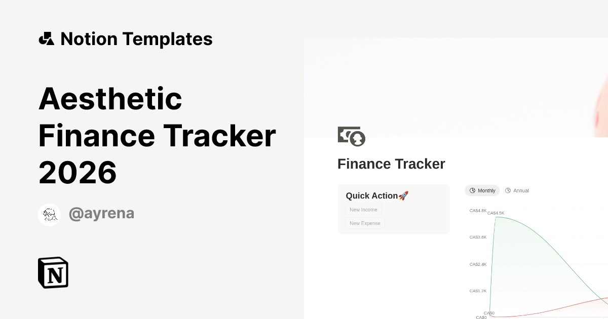 Aesthetic Finance Tracker 2026 Template | Notion Marketplace