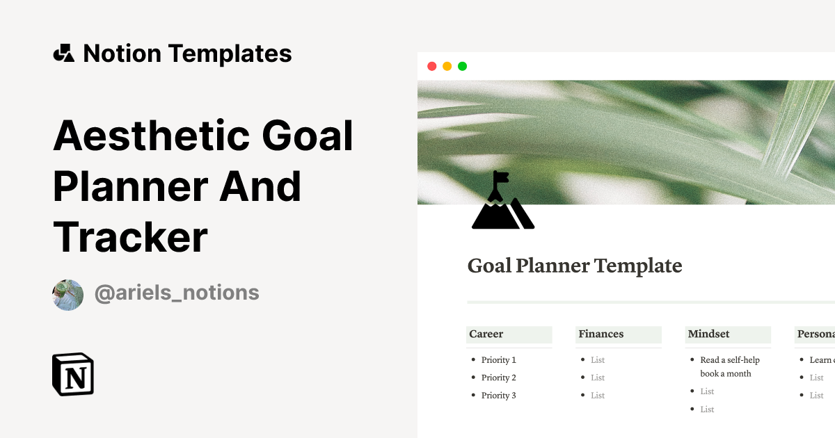 Aesthetic Goal Planner And Tracker Template | Notion Marketplace