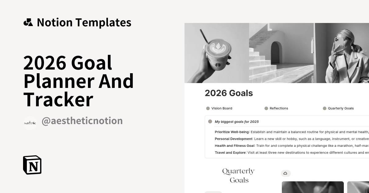 2026 Goal Planner And Tracker Template | Notion Marketplace