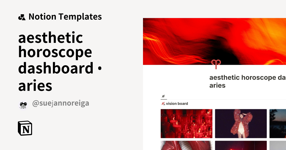 aesthetic horoscope dashboard • aries Template | Notion Marketplace