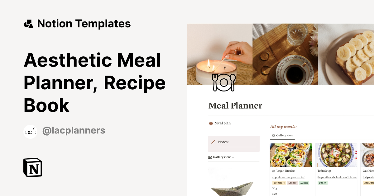 Aesthetic Meal Planner, Recipe Book Template | Notion Marketplace