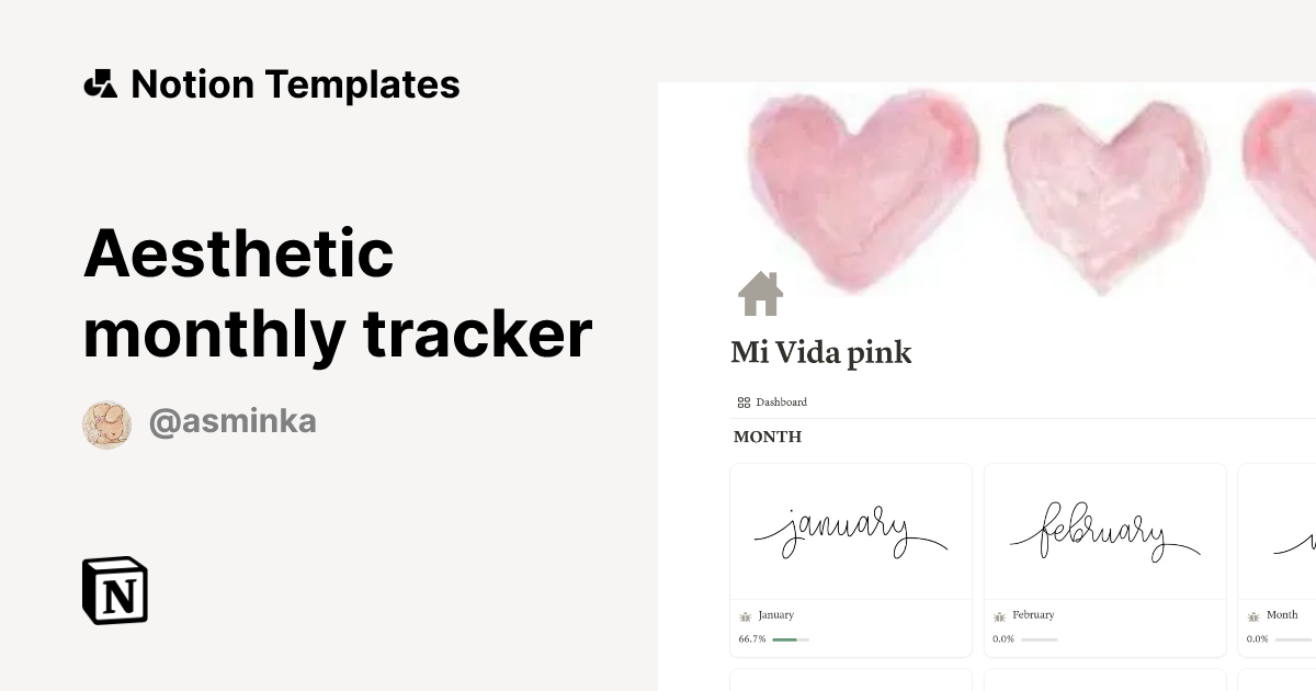 Aesthetic monthly tracker Template by Asminka Sahoo | Notion Marketplace