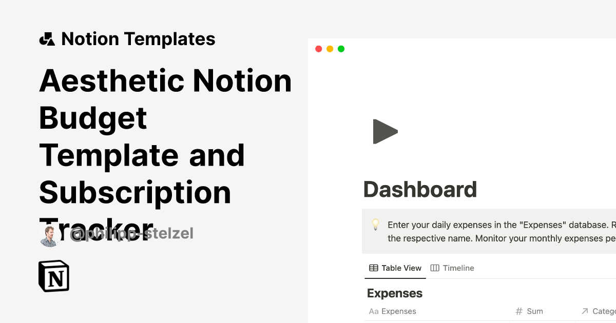 Aesthetic Notion Budget Template and Subscription Tracker Template ...