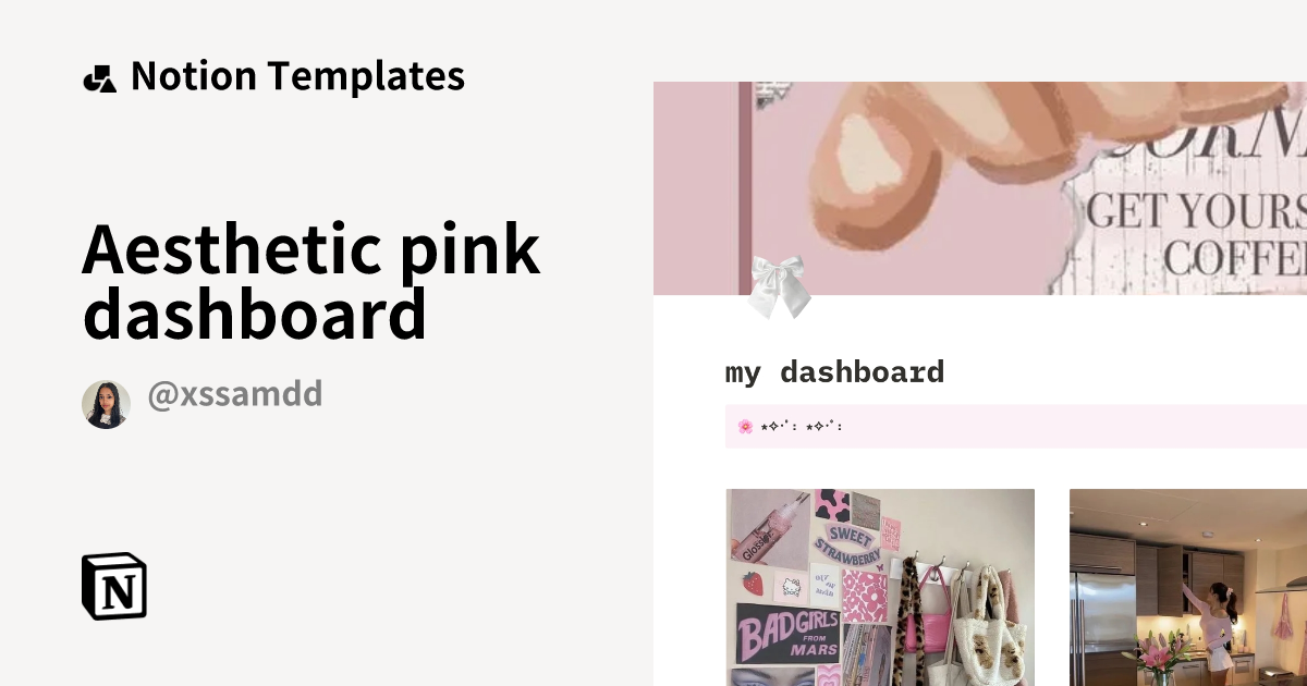 Aesthetic pink dashboard Template | Notion Marketplace
