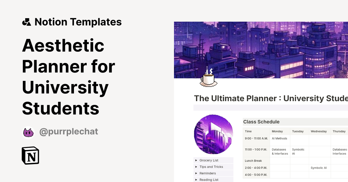Aesthetic Planner for University Students Template by PurrpleChat ...