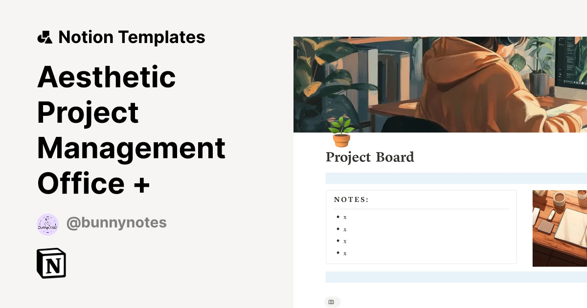 Aesthetic Project Management Office + Template by Bunny Notes | Notion ...