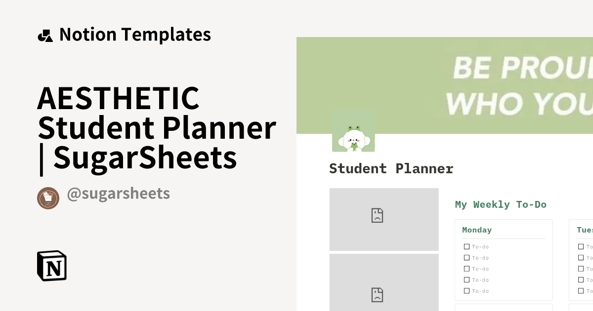 AESTHETIC Student Planner | SugarSheets Template | Notion Marketplace