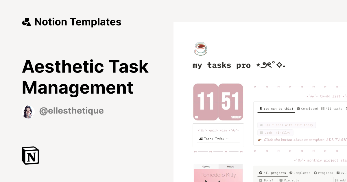 Aesthetic Task Management Template | Notion Marketplace