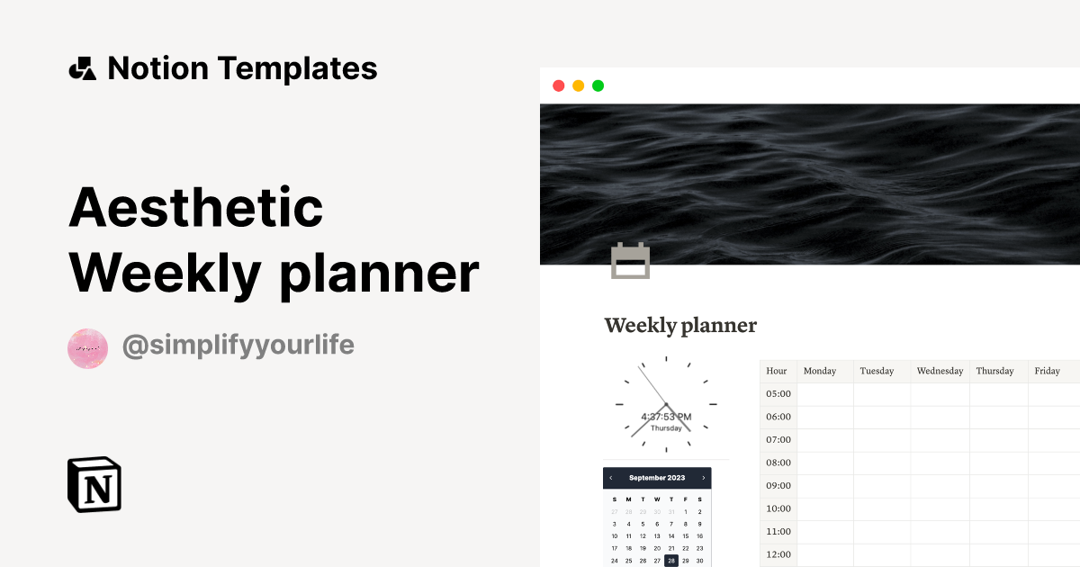 Aesthetic Weekly planner Template by Ines | Notion Marketplace