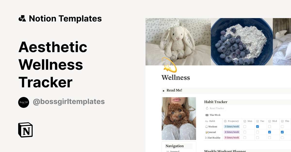 Aesthetic Wellness Tracker Template | Notion Marketplace