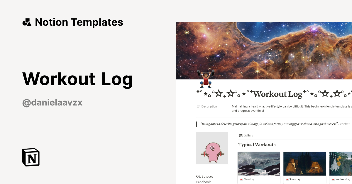 Workout Log Template by DanielaV | Notion Marketplace