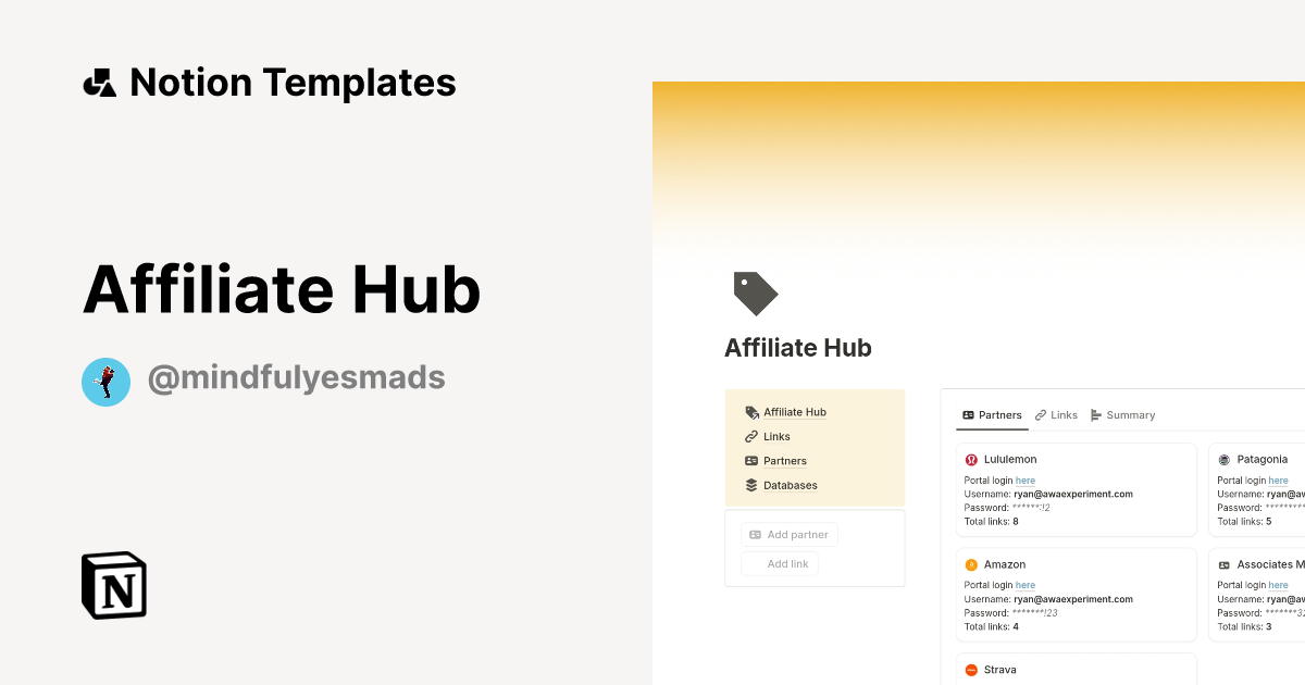 Affiliate Hub Template | Notion Marketplace