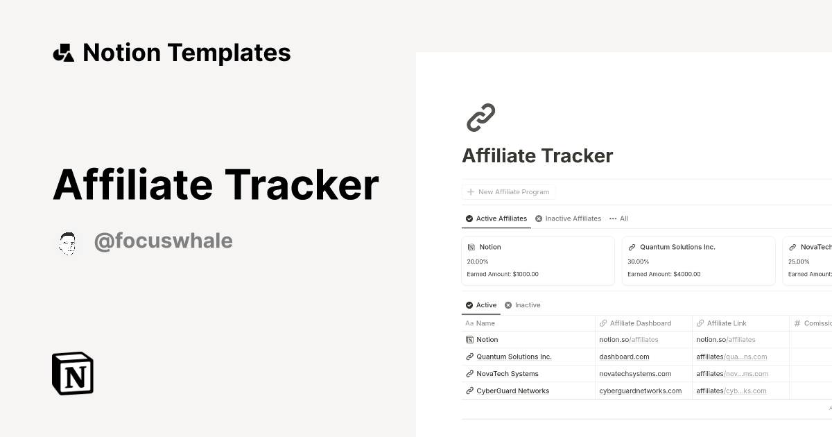 Affiliate Tracker Template | Notion Marketplace