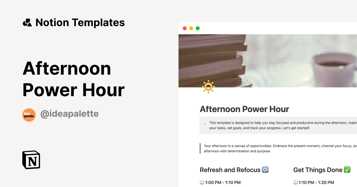 Afternoon Power Hour Template | Notion Marketplace