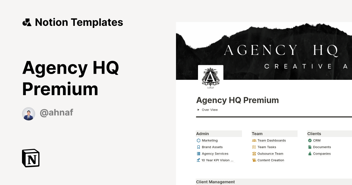 Agency HQ Premium Template | Notion Marketplace