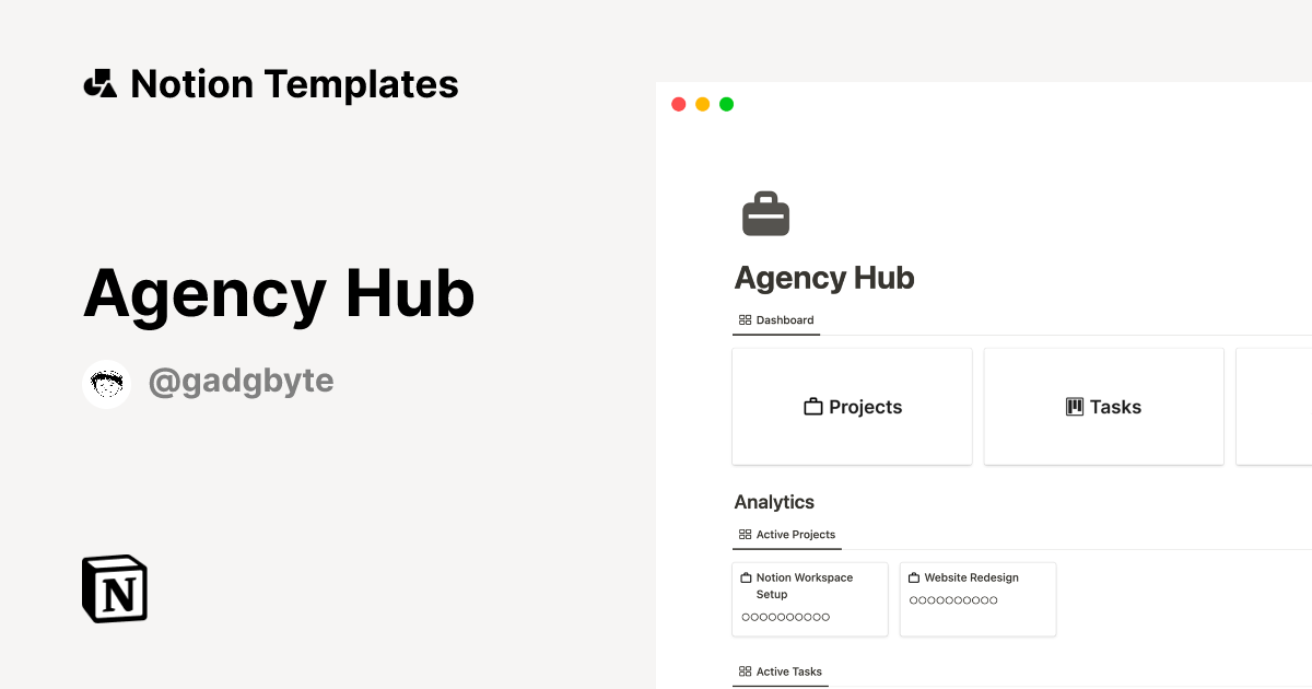 Agency Hub Template by GadgByte | Notion Marketplace