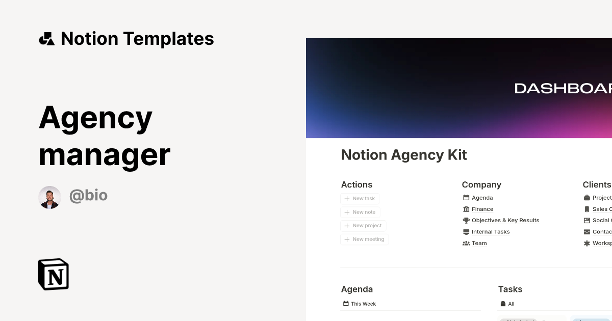 Agency manager Template by Matt Bio | Notion Marketplace