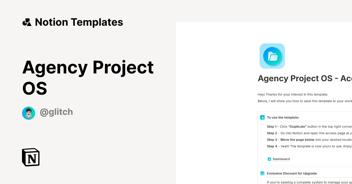 Agency Project OS Template by Glitch | Notion Marketplace
