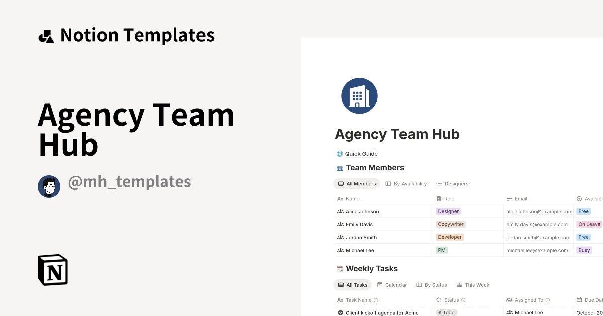 Agency Team Hub Template by MH Systems | Notion Marketplace