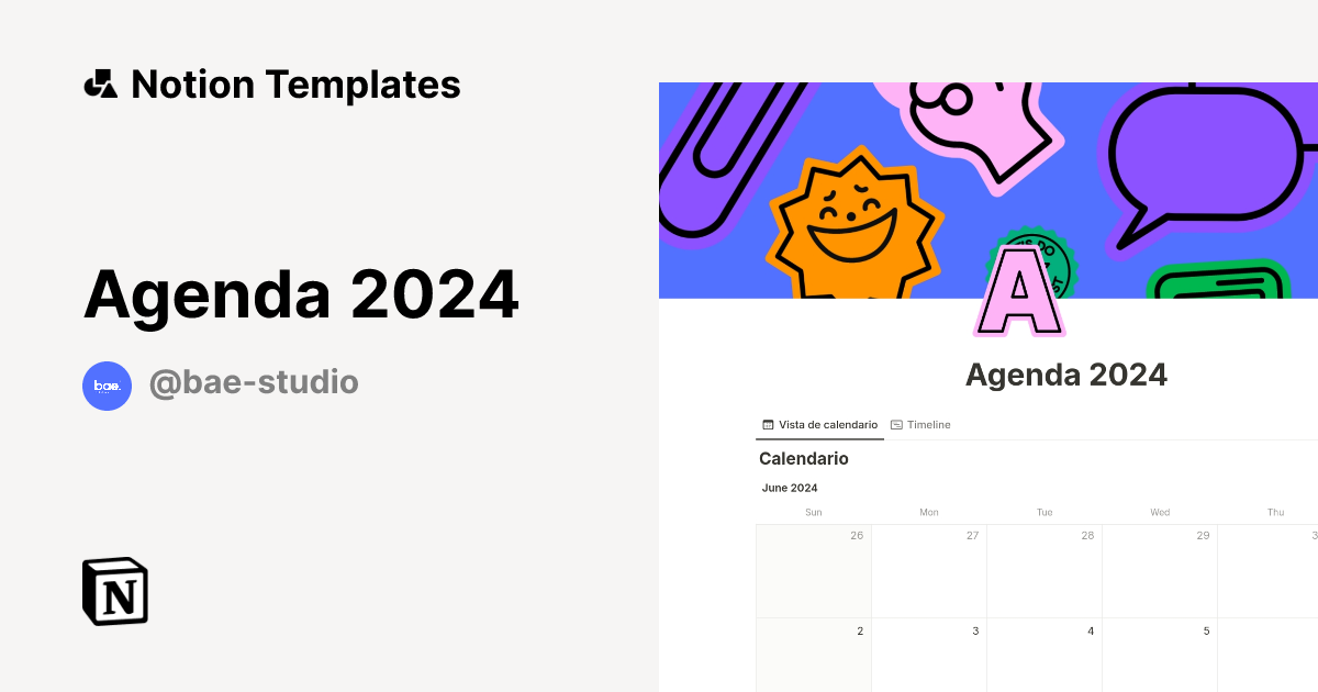 Agenda 2024 Template by Bae Studio | Notion Marketplace