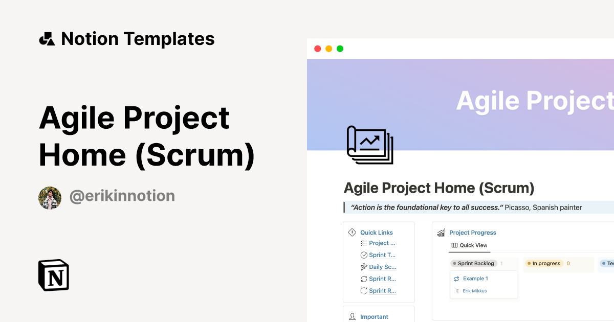 Agile Project Home Scrum Template By Erikinnotion Notion Marketplace 3550