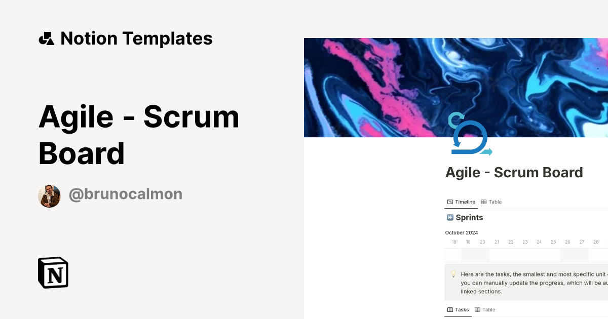 Agile - Scrum Board Template by BCalmon | Notion Marketplace