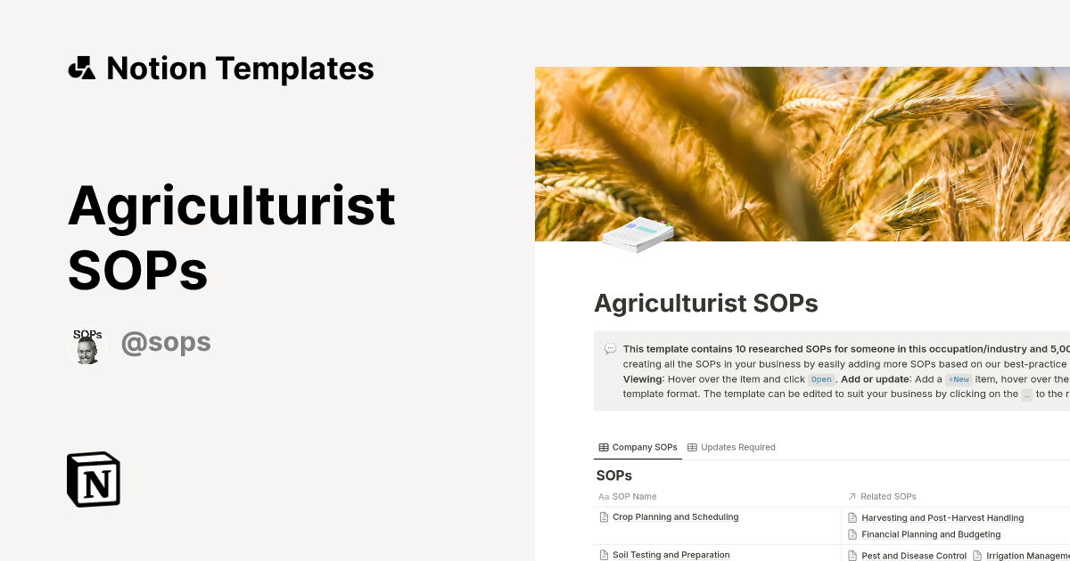 Agriculturist SOPs Template | Notion Marketplace