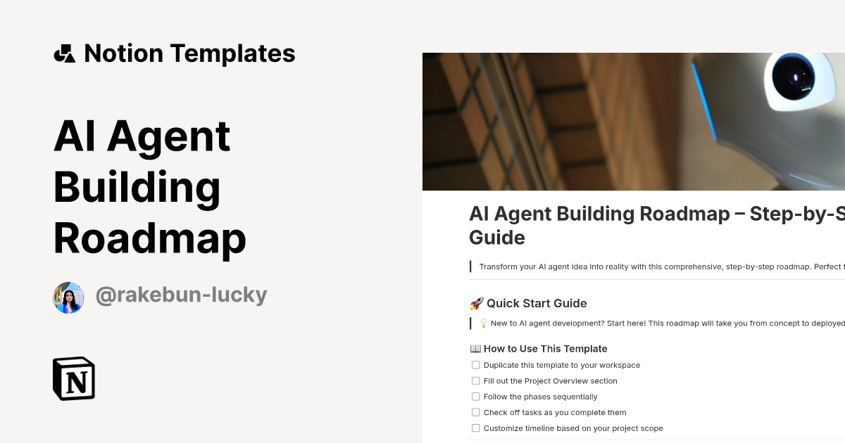AI Agent Building Roadmap Template by Rakebun Lucky | Notion Marketplace