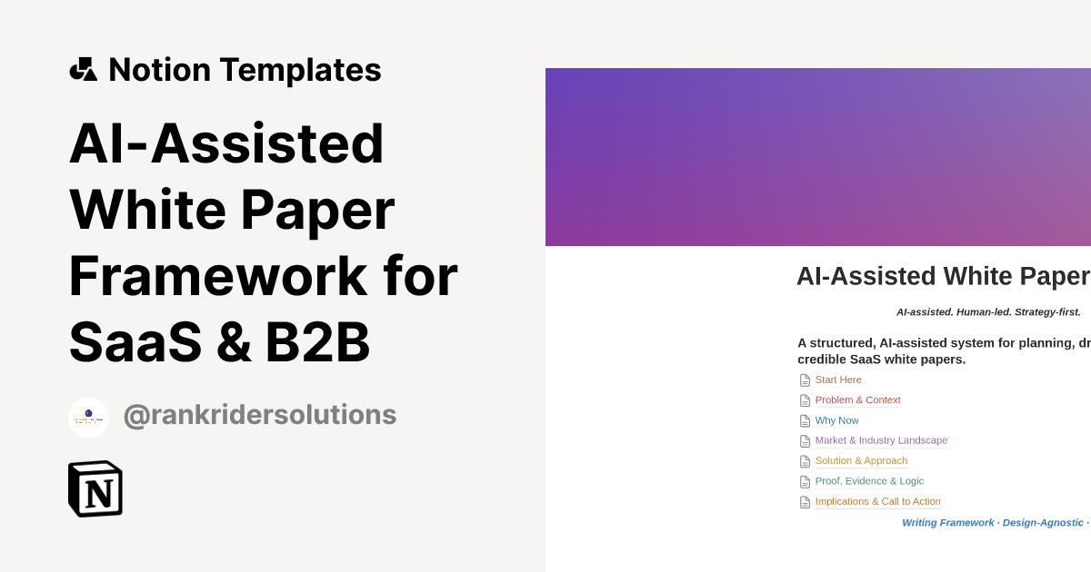 AI-Assisted White Paper Framework for SaaS & B2B Template | Notion ...