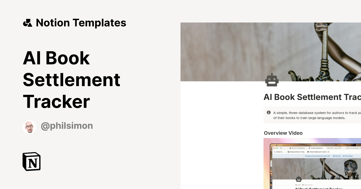 AI Book Settlement Tracker Template | Notion Marketplace