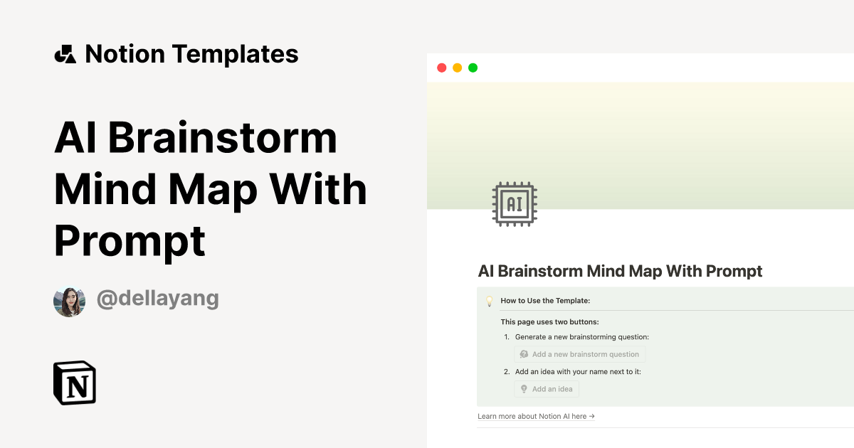 AI Brainstorm Mind Map With Prompt Template by Della Yang | Notion Marketplace