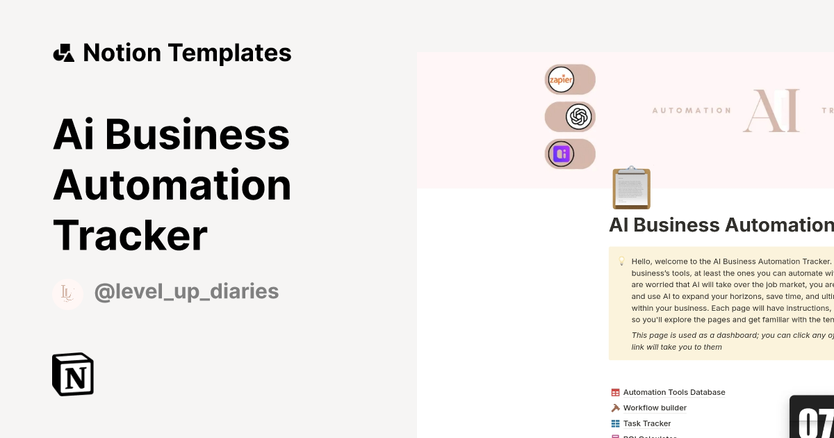Ai Business Automation Tracker Template | Notion Marketplace